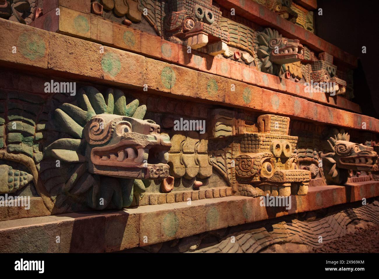 Quetzalcoatl Heads, Temple of Quetzalcoatl, reproduction, National ...