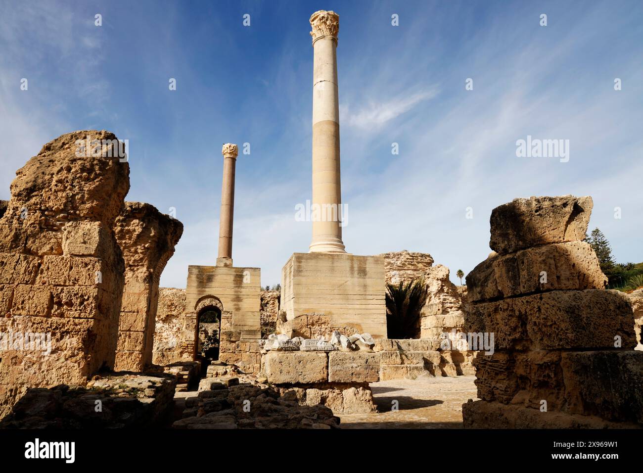 The ruins of the ancient city of Carthage, founded by the Phoenicians ...