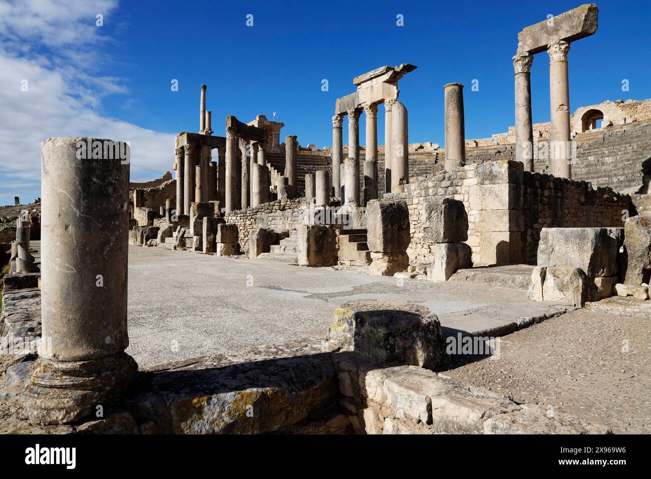 The ruins of the Roman town of Dougga, UNESCO World Heritage Site ...