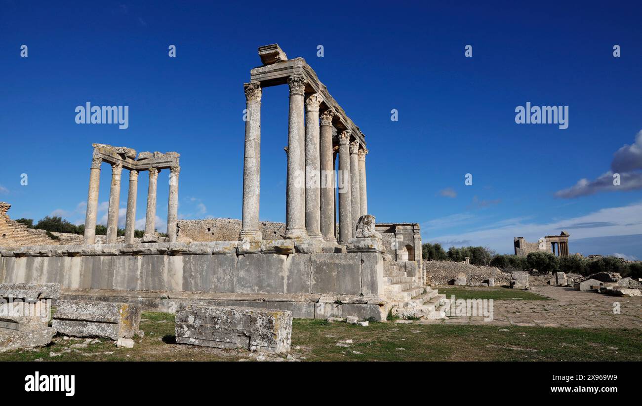 The ruins of the Roman town of Dougga, UNESCO World Heritage Site ...