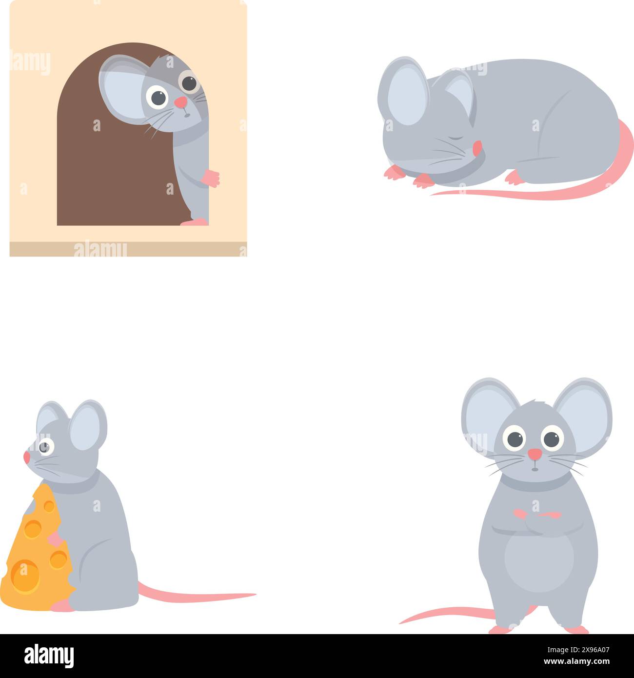 Set of cute cartoon mice illustrations, perfect for children's book or ...