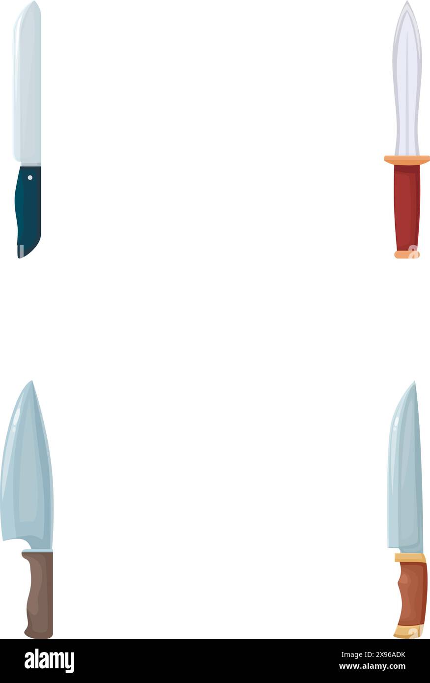 Vector illustration of four different styles of cartoon knives ...