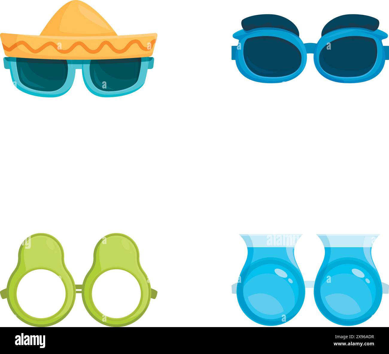 Collection of four colorful sunglasses icons isolated on a white ...