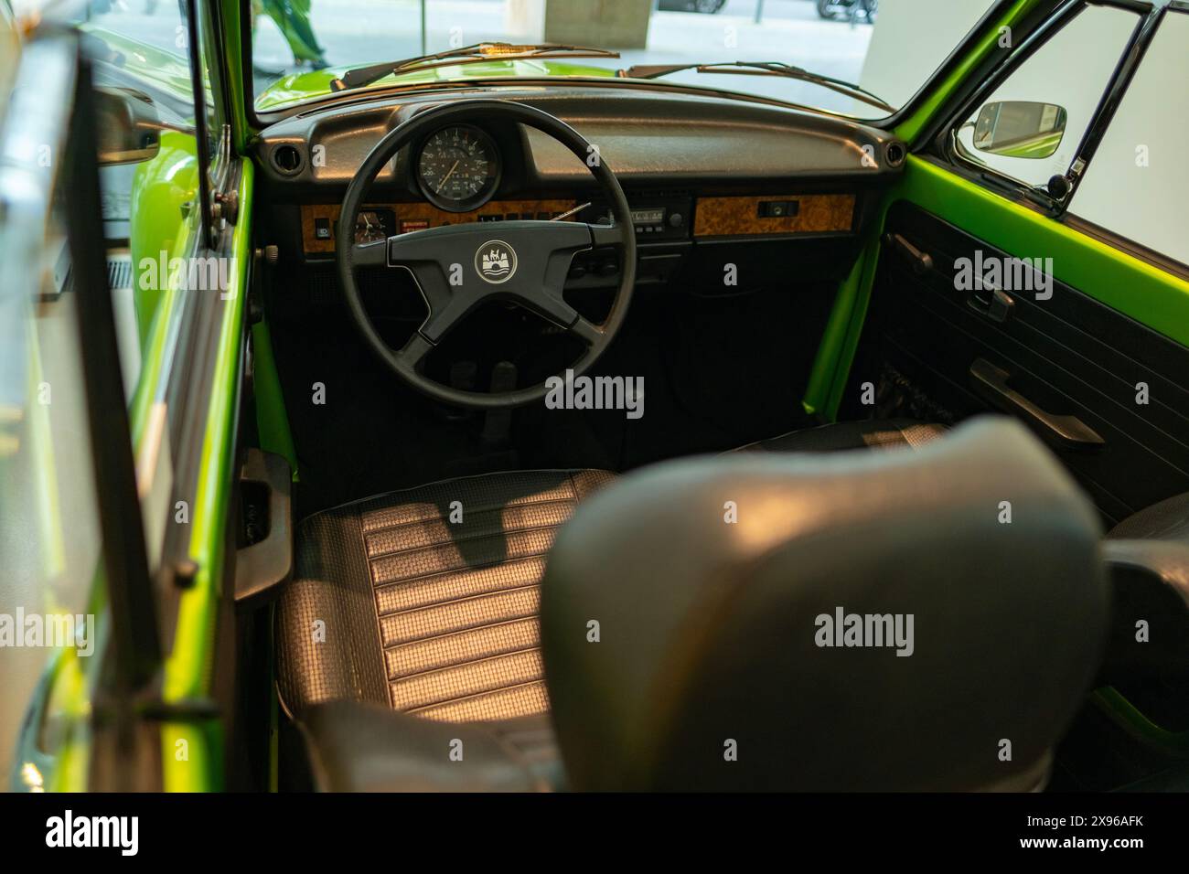 Interior classic vintage car Volkswagen VW Beetle Cabriolet, automotive ...