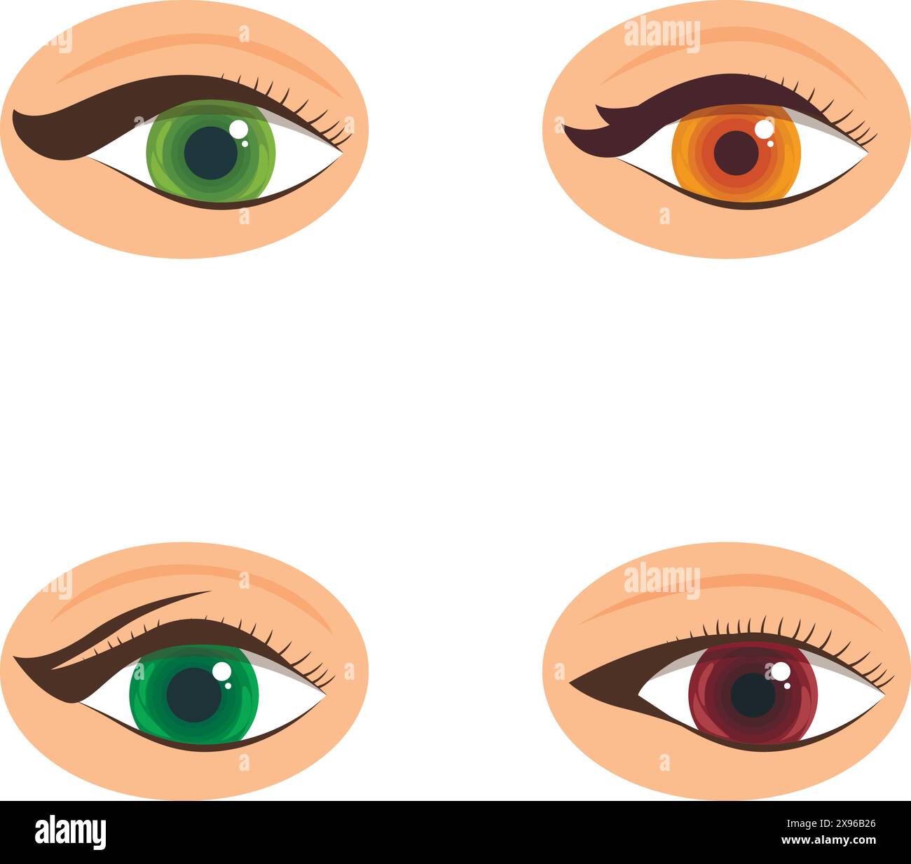 Four stylized vector illustrations of human eyes with different iris ...