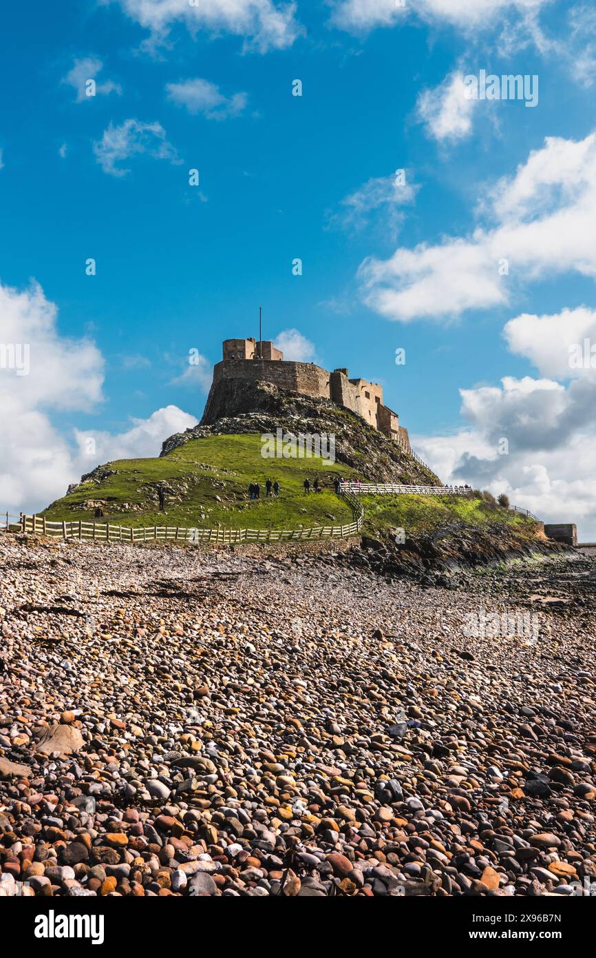 HOLY ISLAND, LINDISFARNE, NORTHUMBERLAND, UK - APRIL 25, 2024. Vertical ...