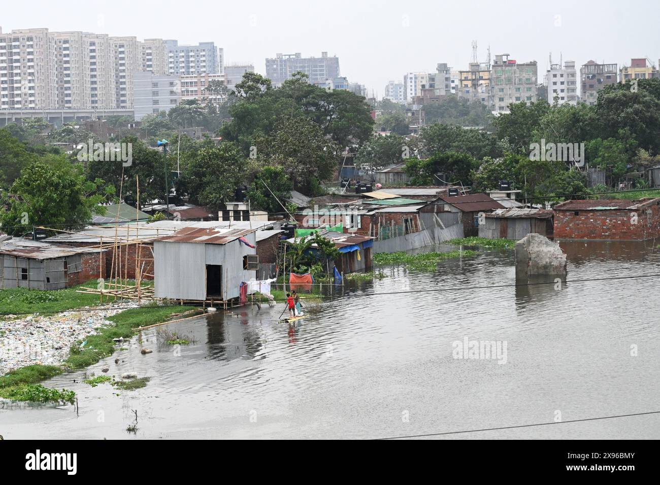 Flooded Slum houses are seen following heavy rains after cyclone Remal ...