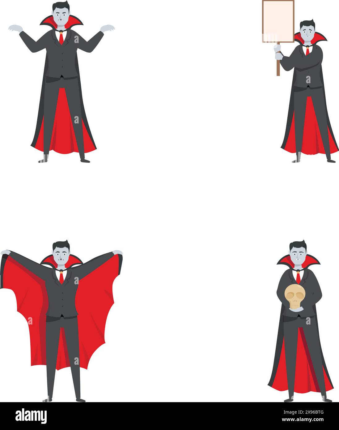 Collection of four vampire illustrations in different poses, perfect ...