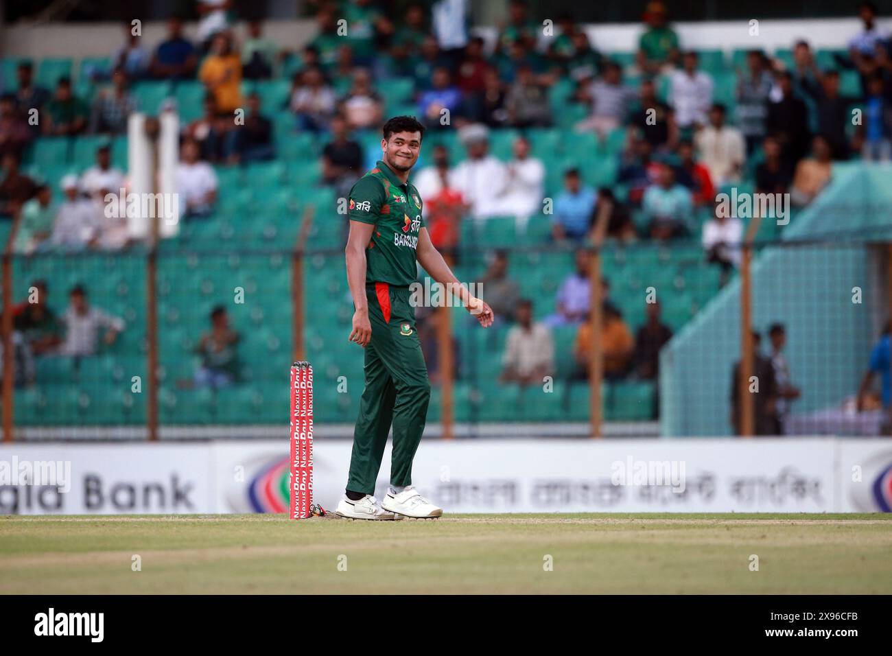 Taskin Ahmed during the third T20 international match against Zimbabwe ...
