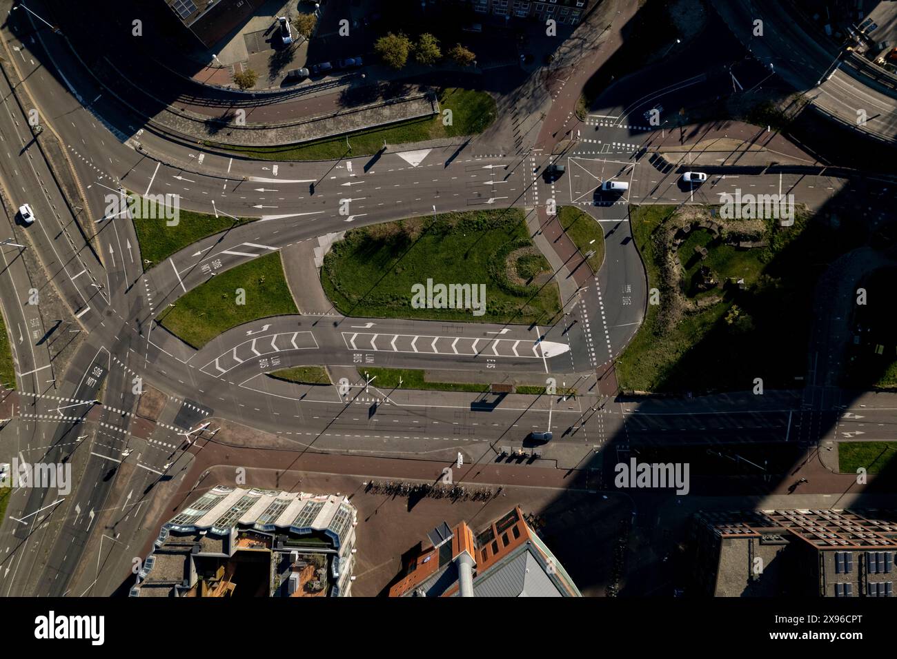 Top down view on intersection in current Westplein in Utrecht with ...