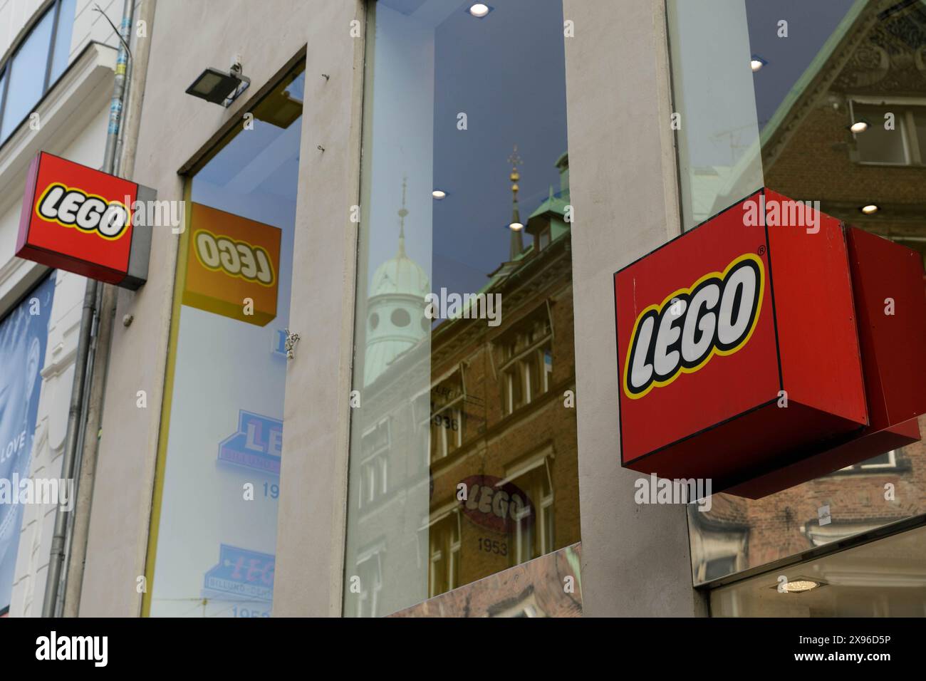 The LEGO logo is visible on the store, located in the center of ...