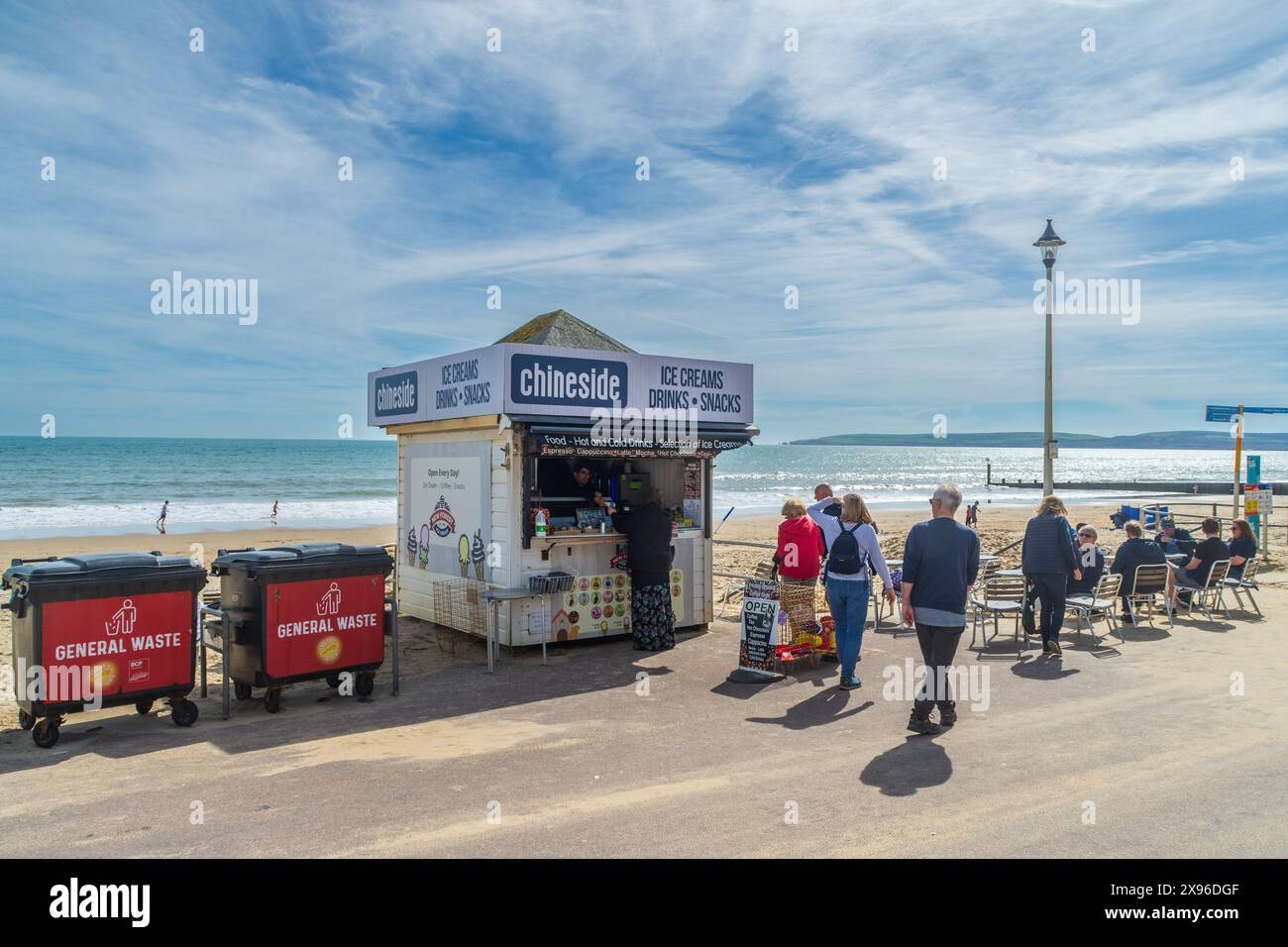Bournemouth, UK - April 12th 2024: People around a kiosk at Middle ...