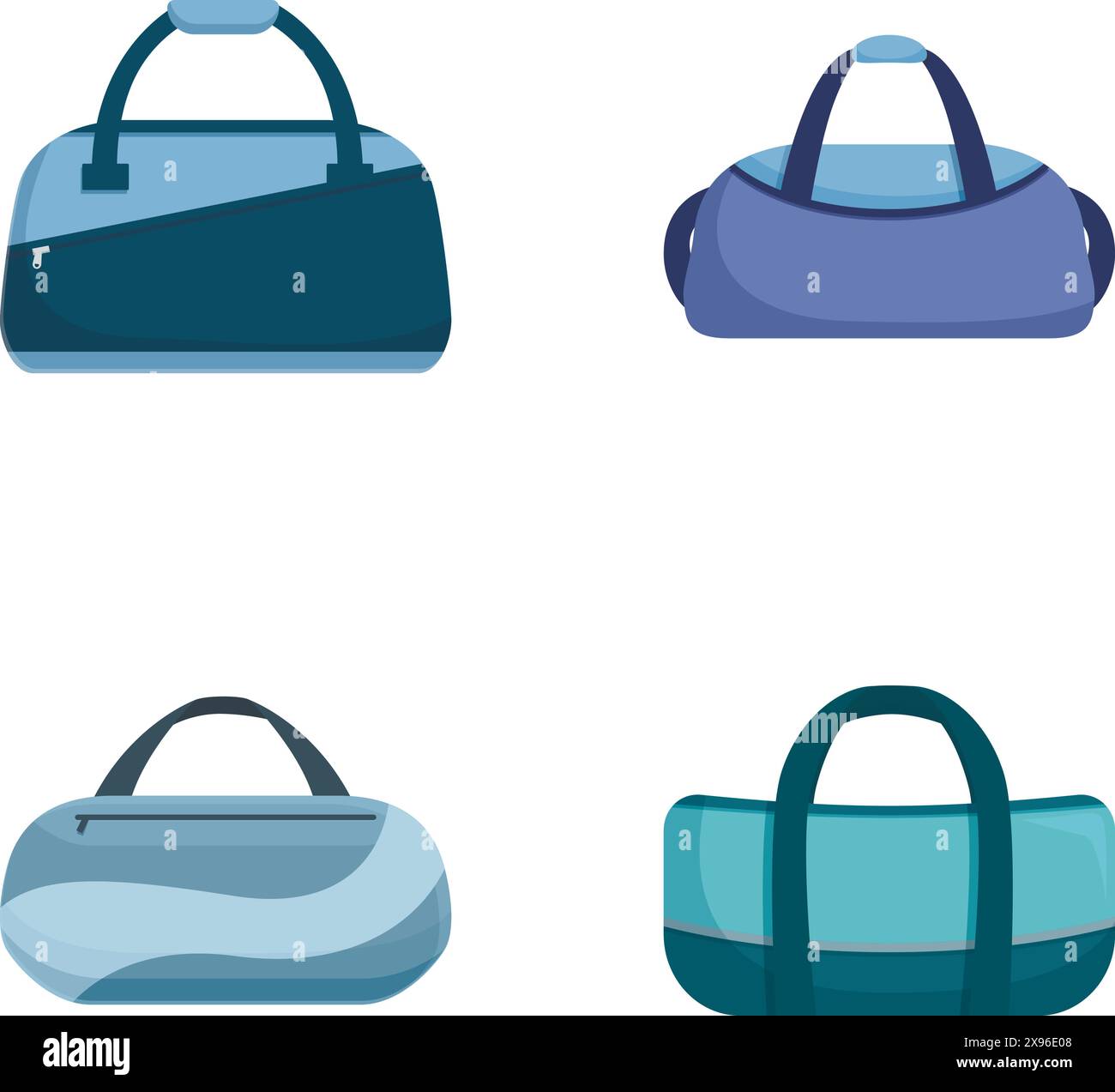 Collection of four trendy cartoonstyle duffle bags in different designs ...