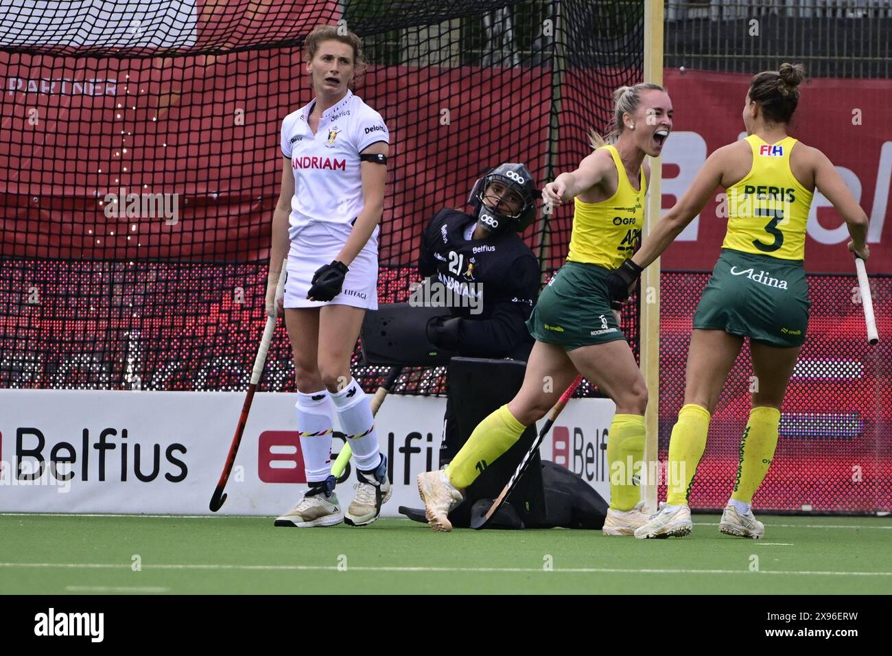 Antwerp, Belgium. 29th May, 2024. Belgium's Lucie Breyne, Belgium's ...