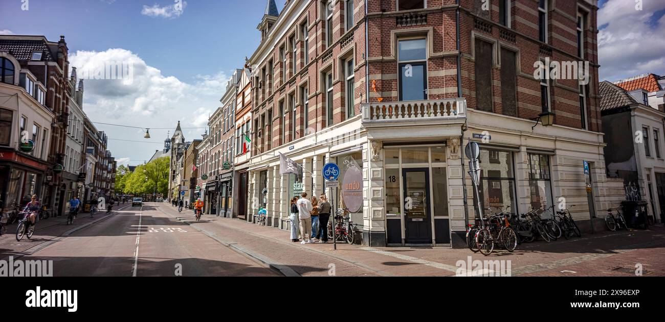 Dutch urban street scene development. Holland typical city lifestyle ...