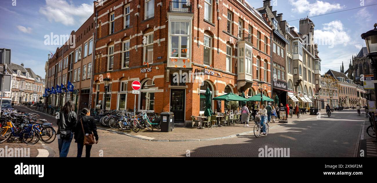 Dutch urban street scene development. Holland typical city lifestyle ...