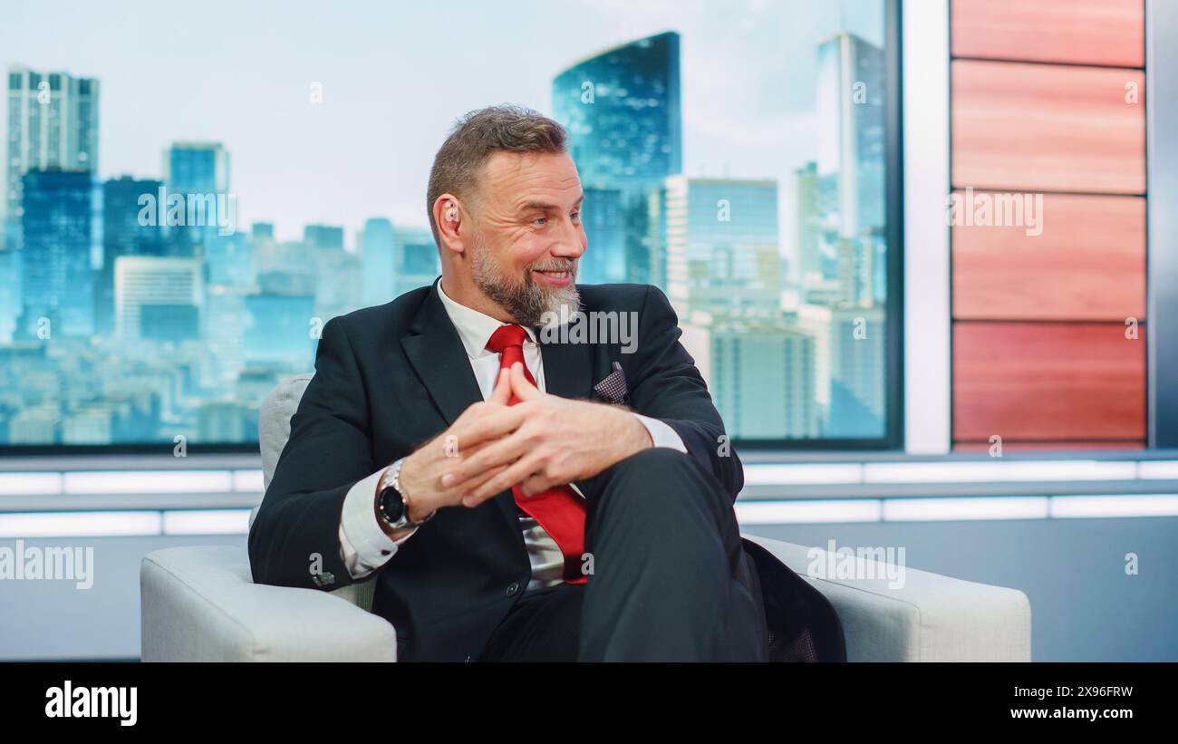 Talk Show TV Program Presenter and Celebrity Interview. Portrait of ...