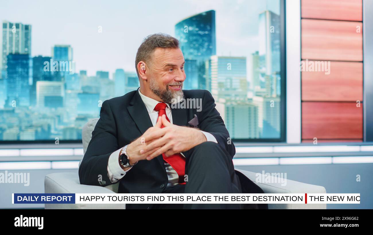 Talk Show TV Program Presenter and Celebrity Interview. Portrait of ...