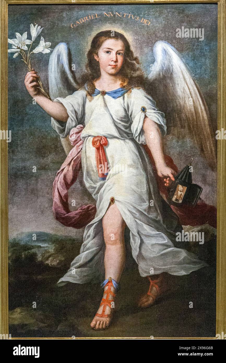 Archangel Gabriel, by Alonso Miguel Tovar (18th century), Fine Arts Museum, Seville, Spain Stock ...