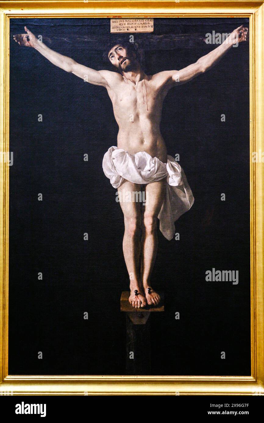 Dying Christ (around 1630), by Francisco de Zurbaran, Fine Arts Museum, Seville, Spain Stock ...