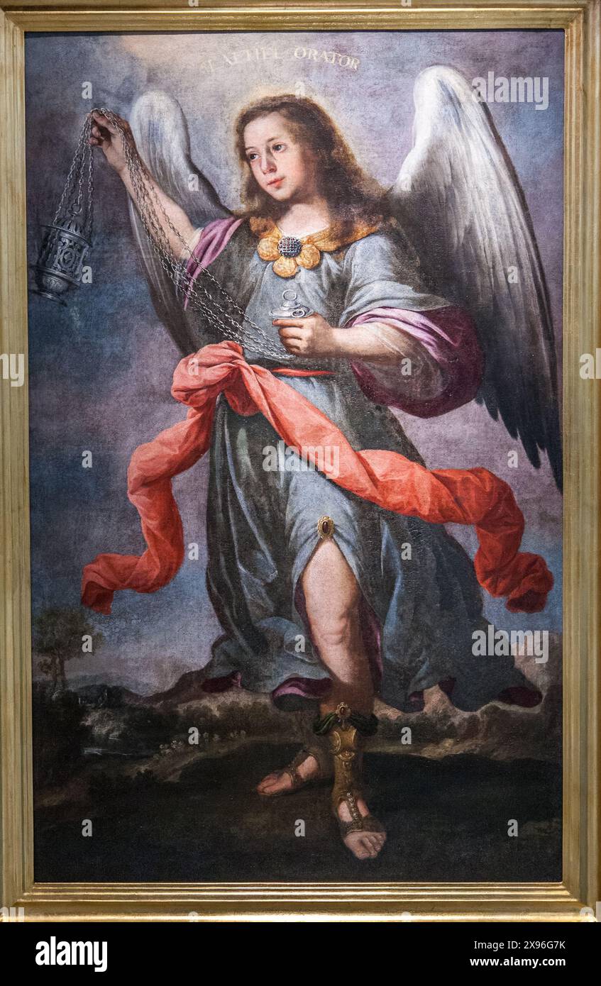 Saint Sealtiel Archangel, painting by Alonso Miguel Tovar (18th century), Fine Arts Museum ...