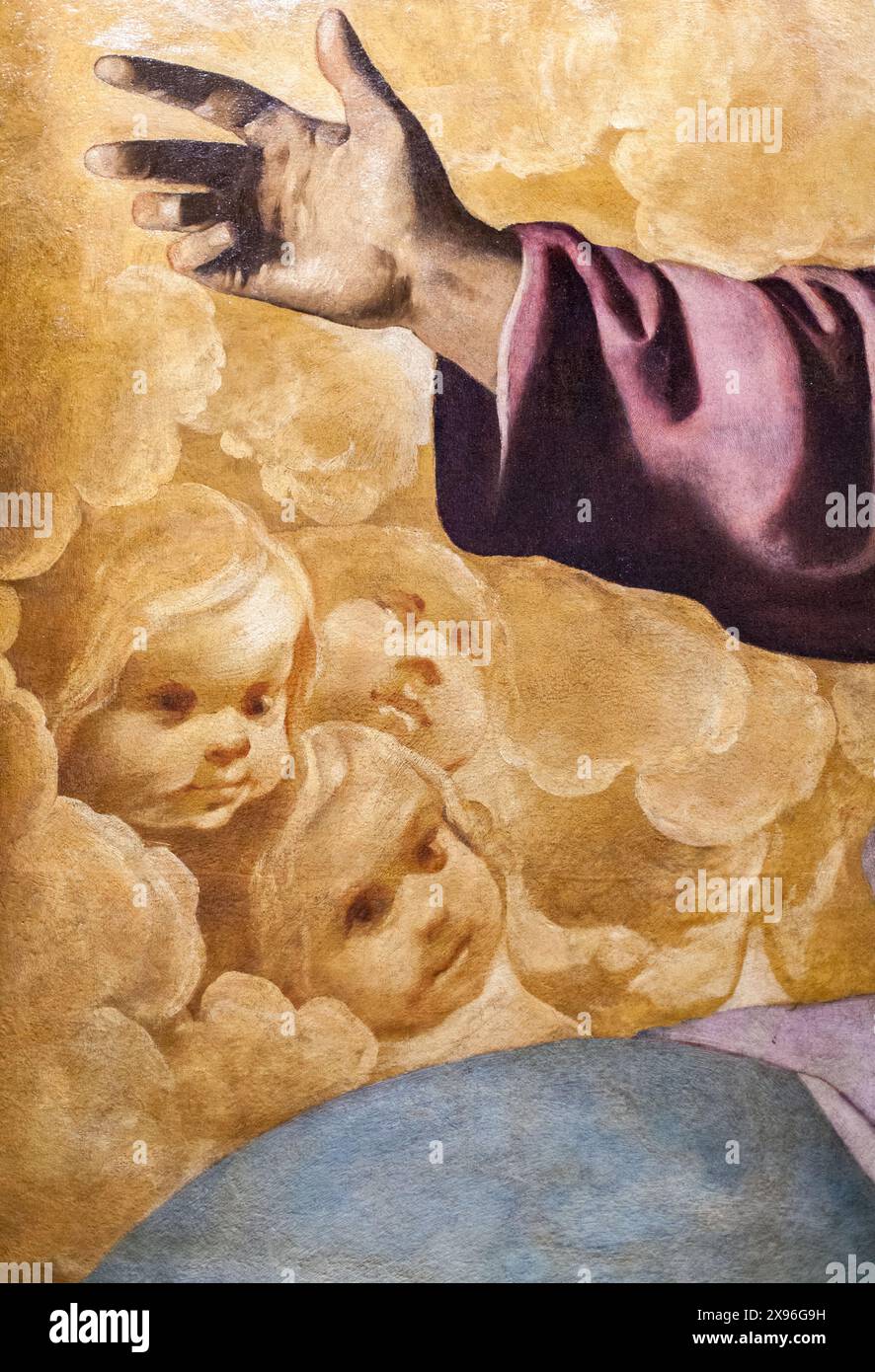 God's hand and cherubs in Eternal Father, painted by Francisco de ...
