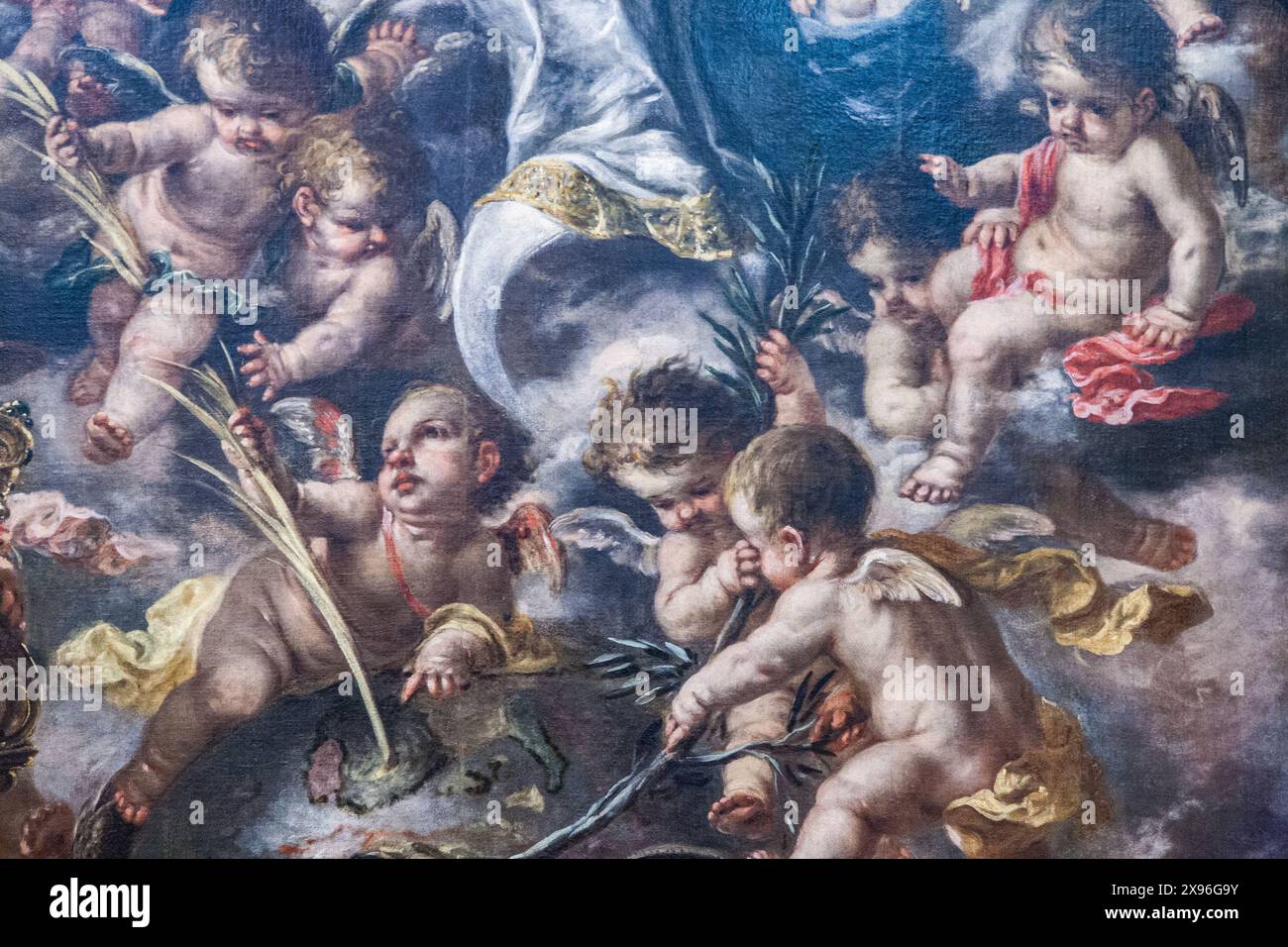 Angels and cherubs, detail from a Inmaculate Conception painting by Juan de Valdes Leal (1670 ...