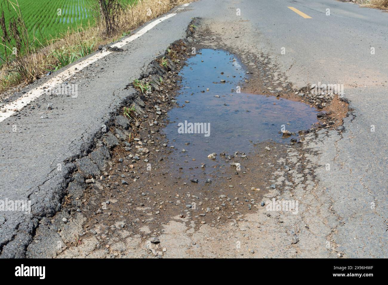 Asphalt surface on the street was demolished due to poor construction ...