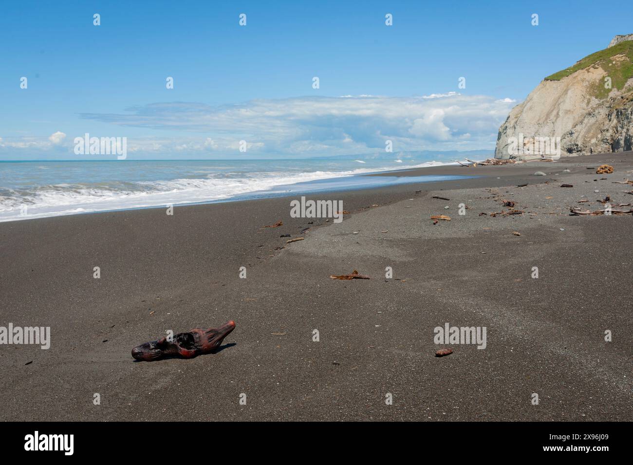 Beach with breaking waves HAwkes Bay New Zealand Stock Photo - Alamy