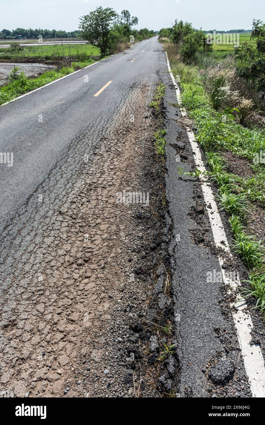 Asphalt surface on the street was demolished due to poor construction ...