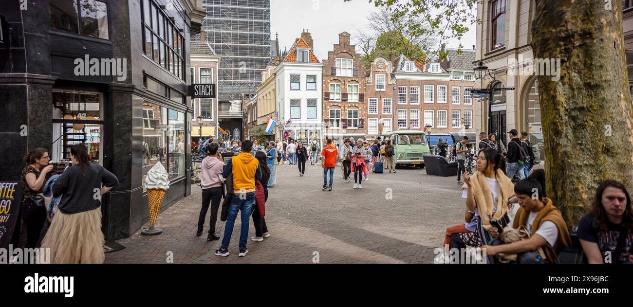 Dutch urban street scene development. Holland typical city lifestyle ...