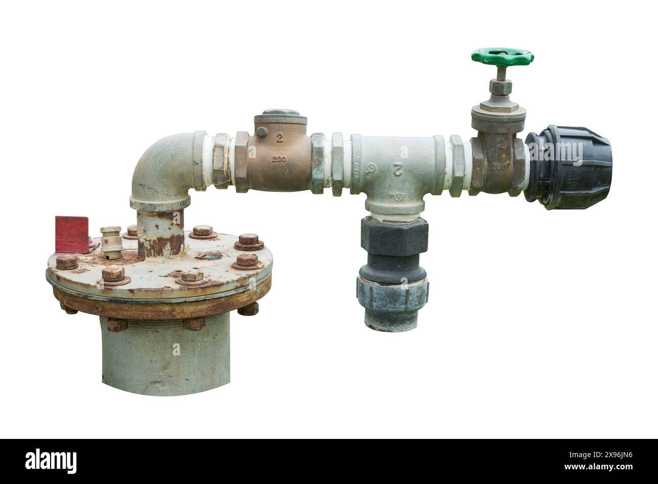 Pumps water on white background Stock Photo - Alamy