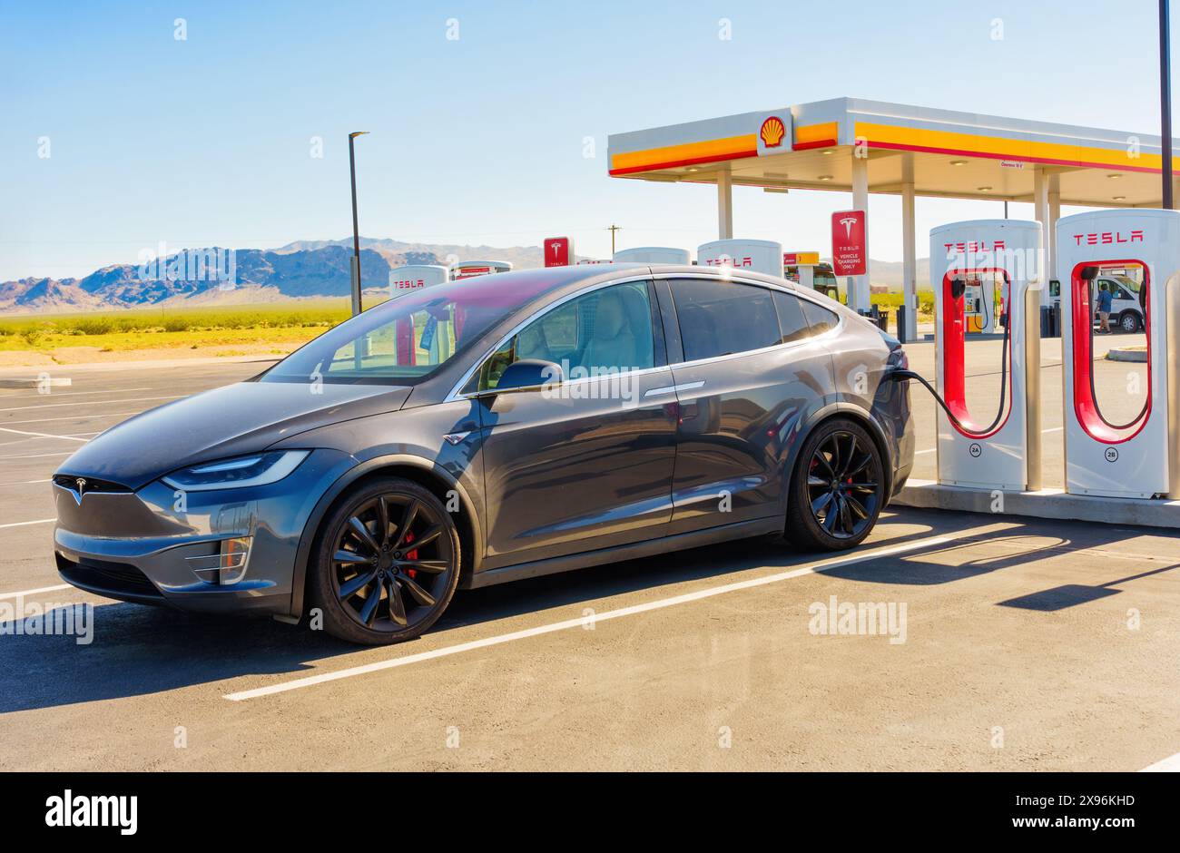 White Hills, Arizona - April 14, 2024: Tesla Model X Electric Car ...