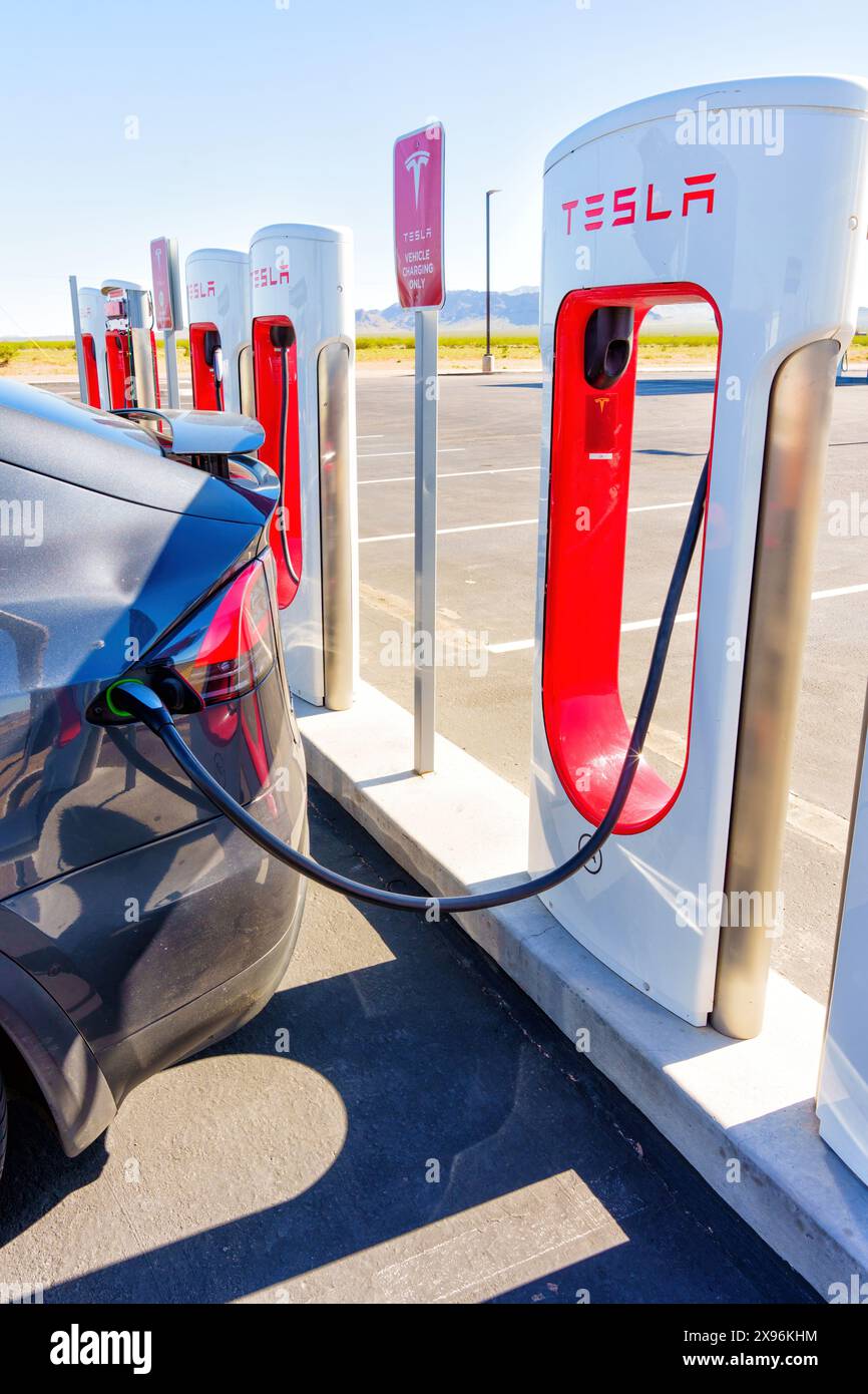 White Hills, Arizona - April 14, 2024: Tesla Model X Connected to a ...
