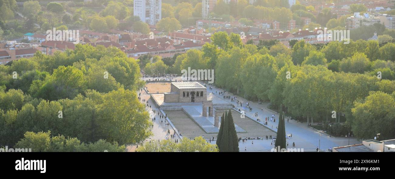 Madrid, Spain - April 14, 2024. Aerial view of the egyptianTemplo de ...