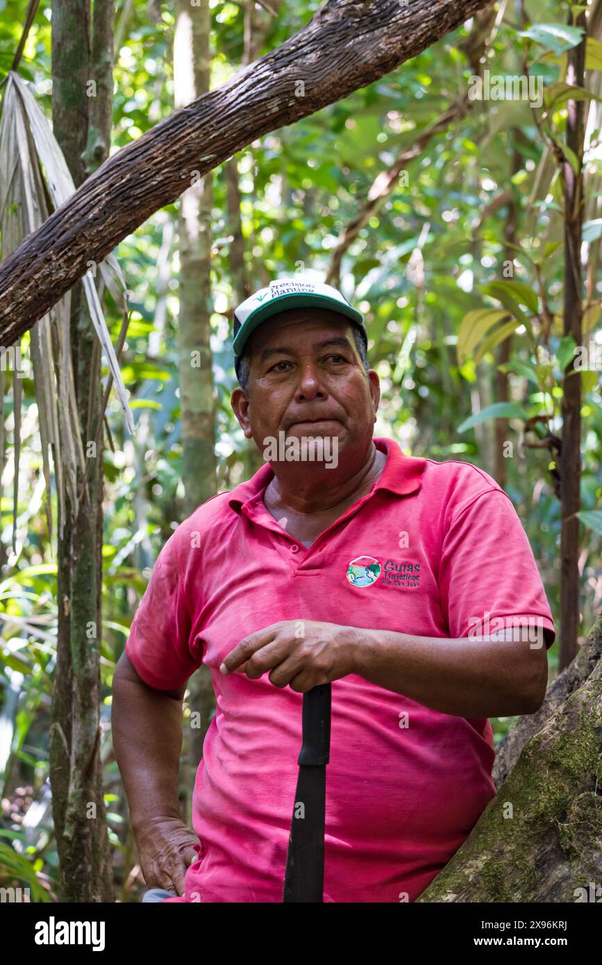 El Castillo , Nicaragua - March 11, 2024: Local guides in the San Juan ...