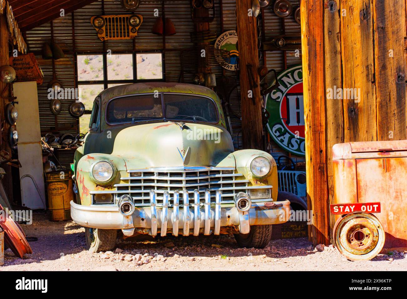 Nelson, Nevada - April 15, 2024: Old classic car inside a vintage auto ...