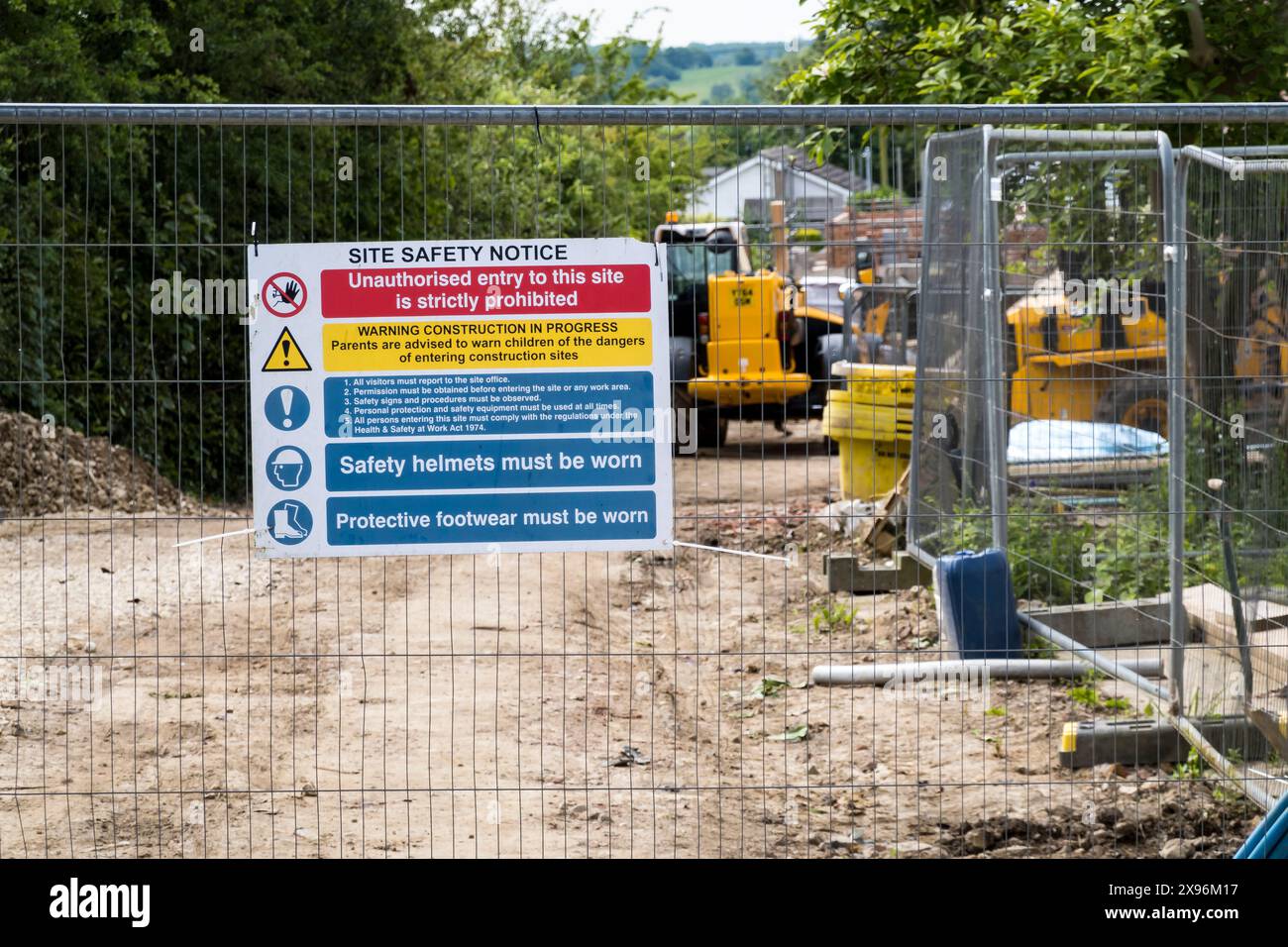 Safety notice on gate to building site, Cherry Willingham, Lincoln ...