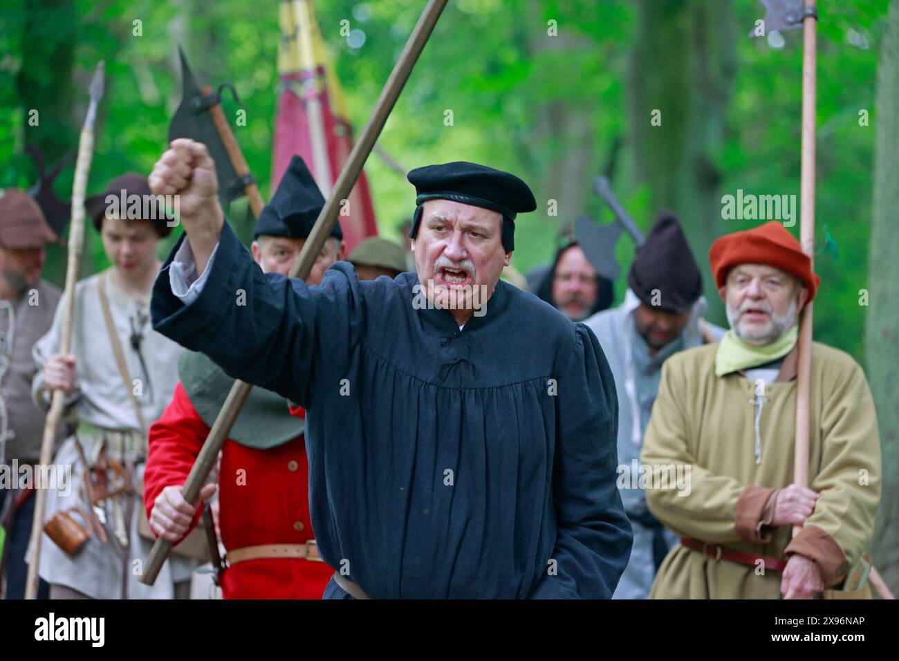 Sondershausen, Germany. 29th May, 2024. Actors dressed as peasants from ...