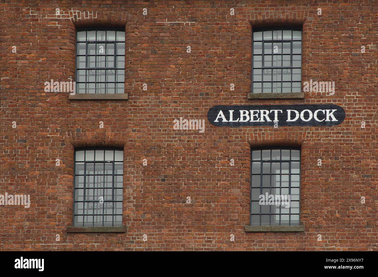 England, Liverpool - January 01, 2024: Brick facade at Albert Dock ...