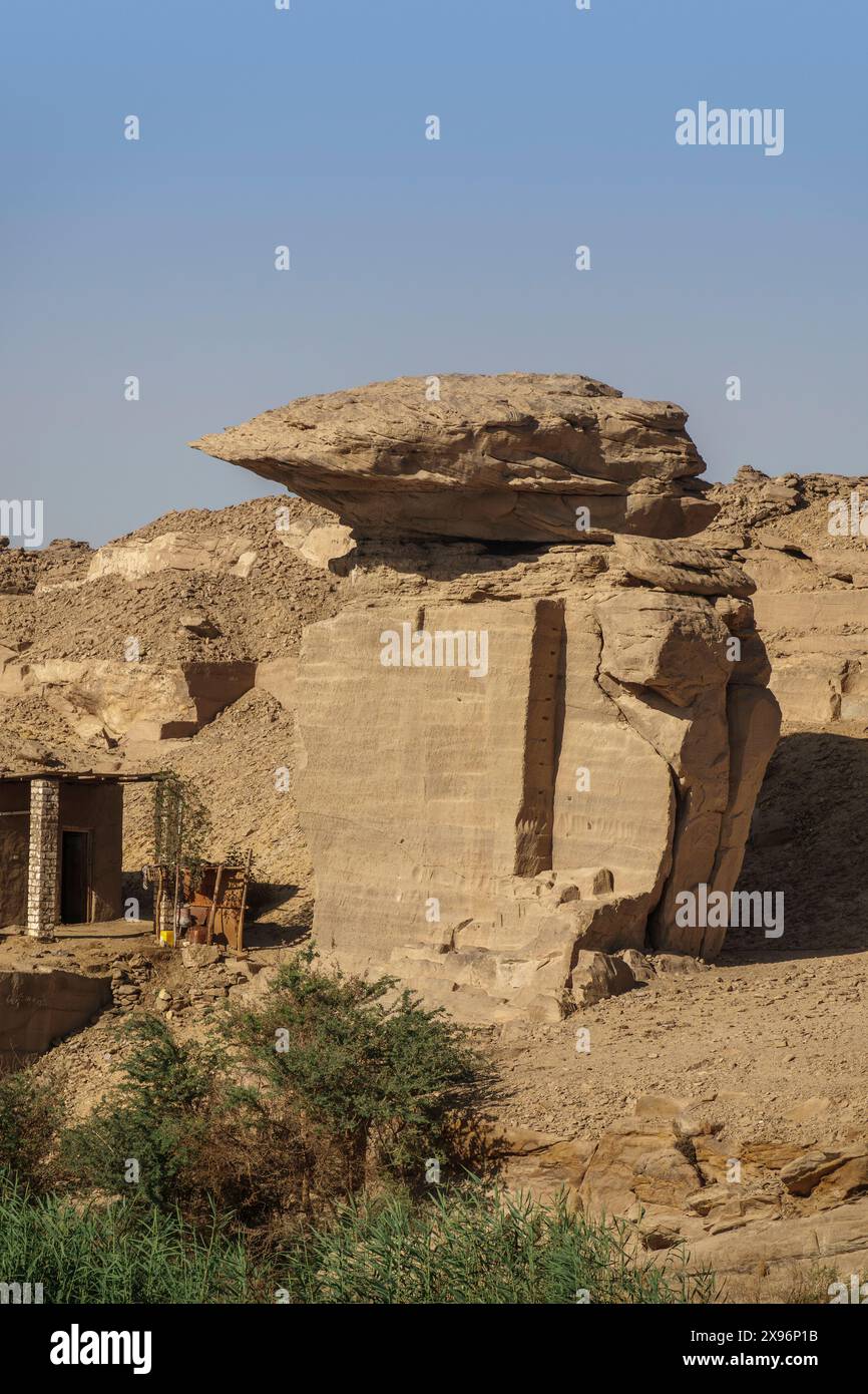 View of Gebel Silsila sandstone Quarry on West bank of River Nile, Near ...
