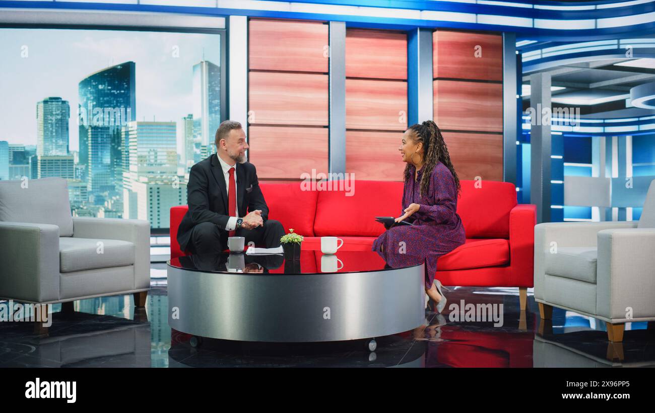 Talk Show TV Program Ending, News Interview, Discussion: Presenter and ...