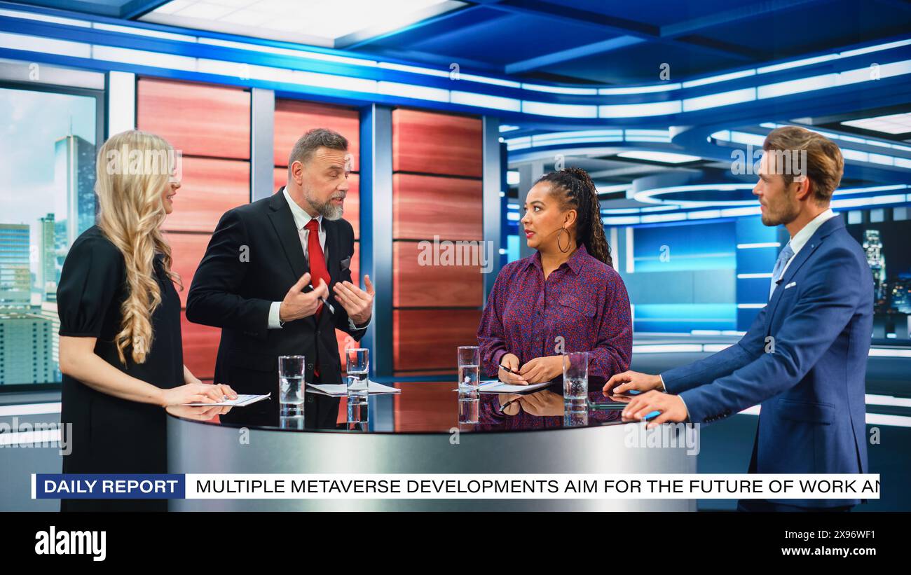 Talk Show TV Program: Four Diverse Specialists, Experts, Guests ...