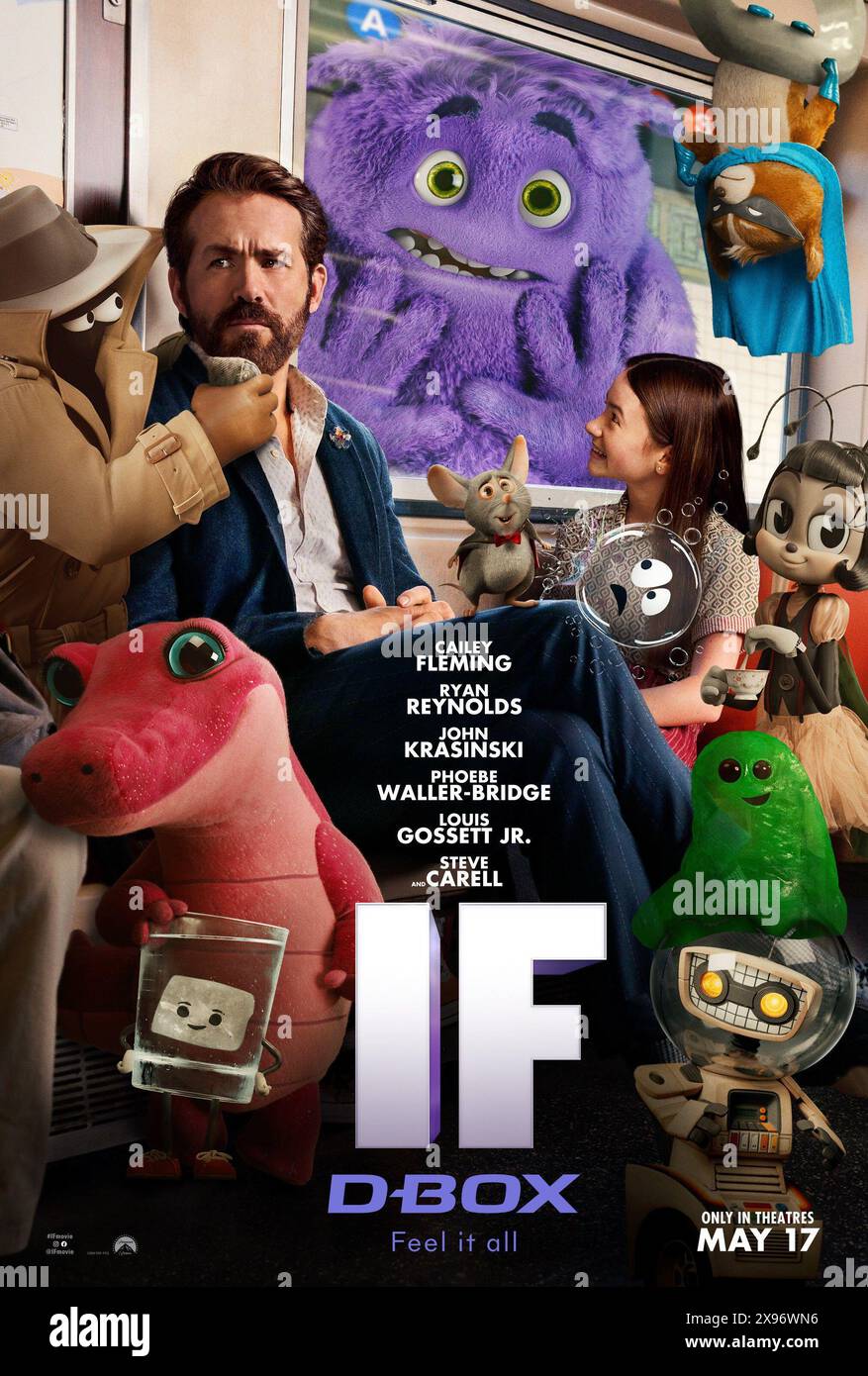 IF, D-BOX poster, from left: Ally (red, voice: Maya Rudolph), Cosmo ...