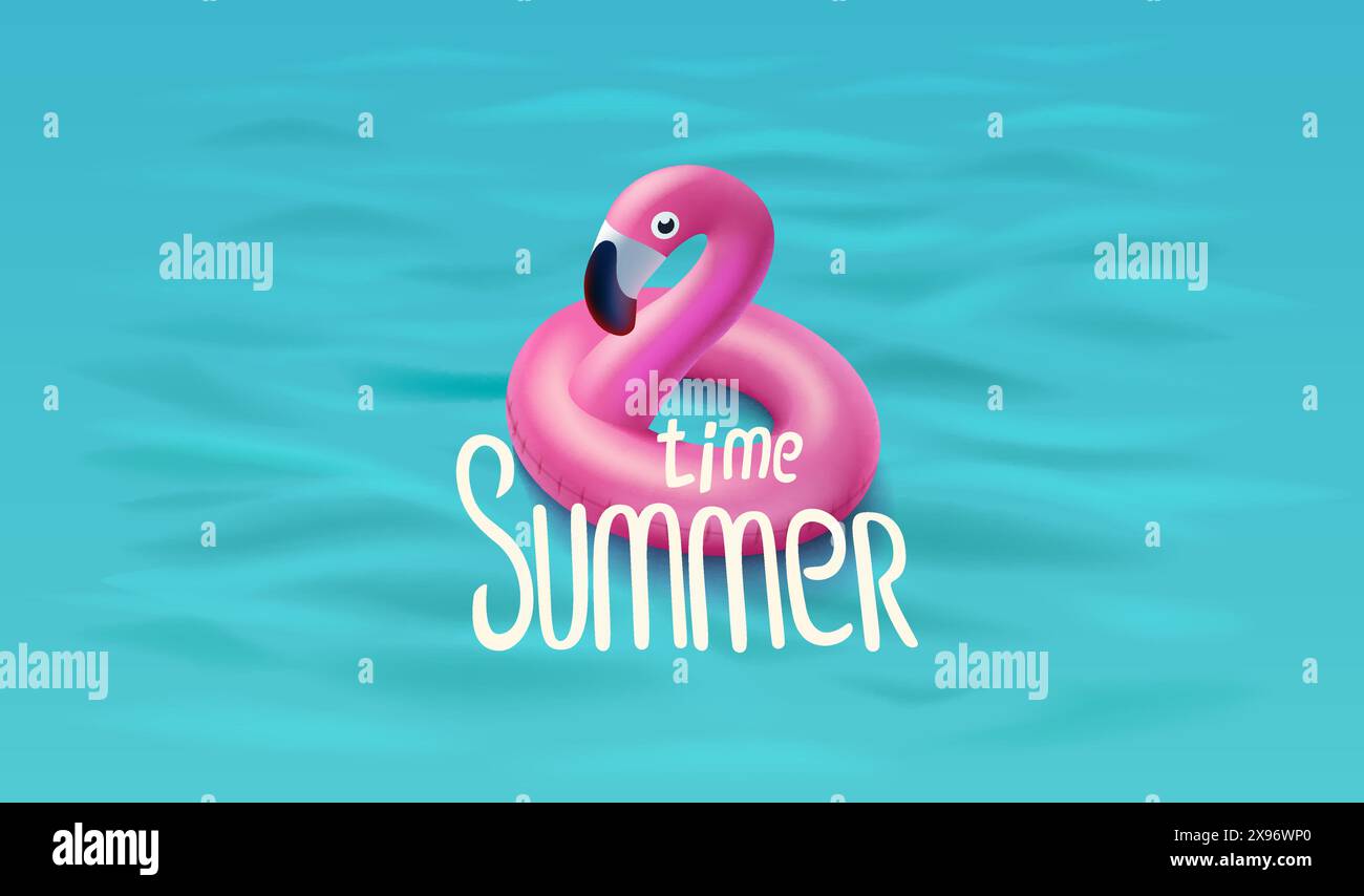 Summer timer flamingo, summer holiday at sea. Vector Stock Vector Image ...