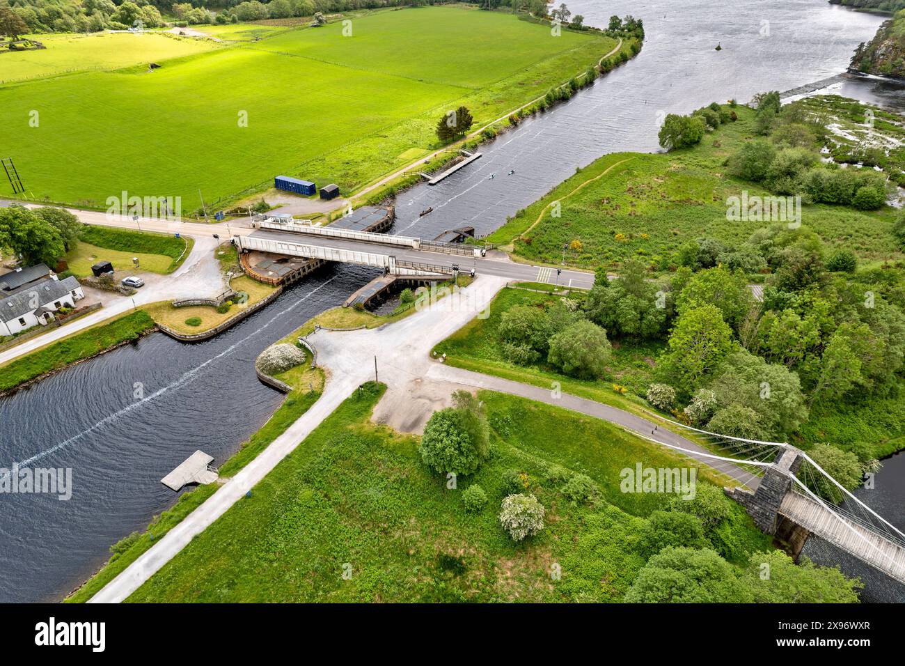 Caledonian Canal Scotland canoes near the white A82 Aberchalder swing ...