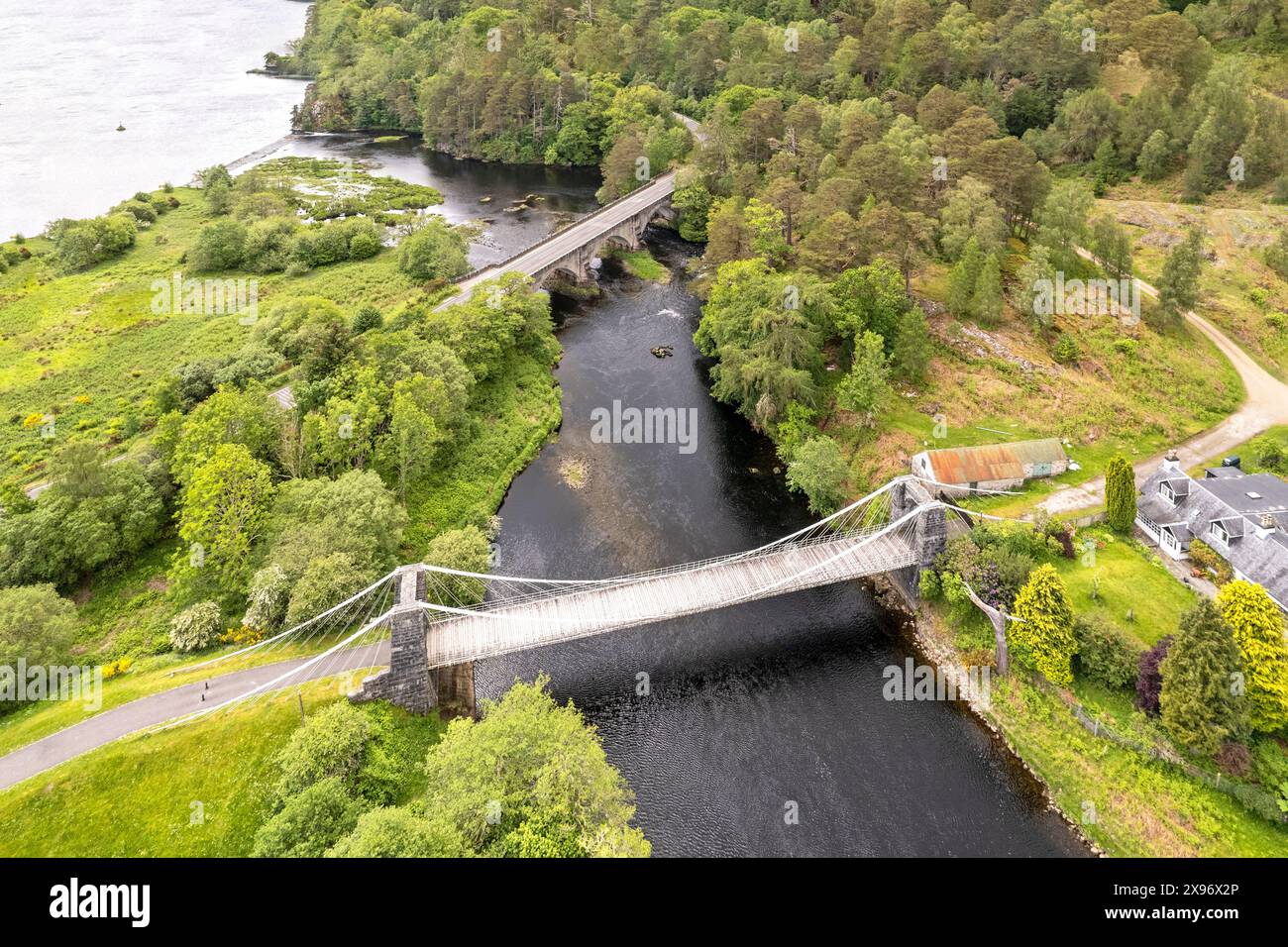Caledonian Canal Scotland the A82 road bridge and the weir and River ...
