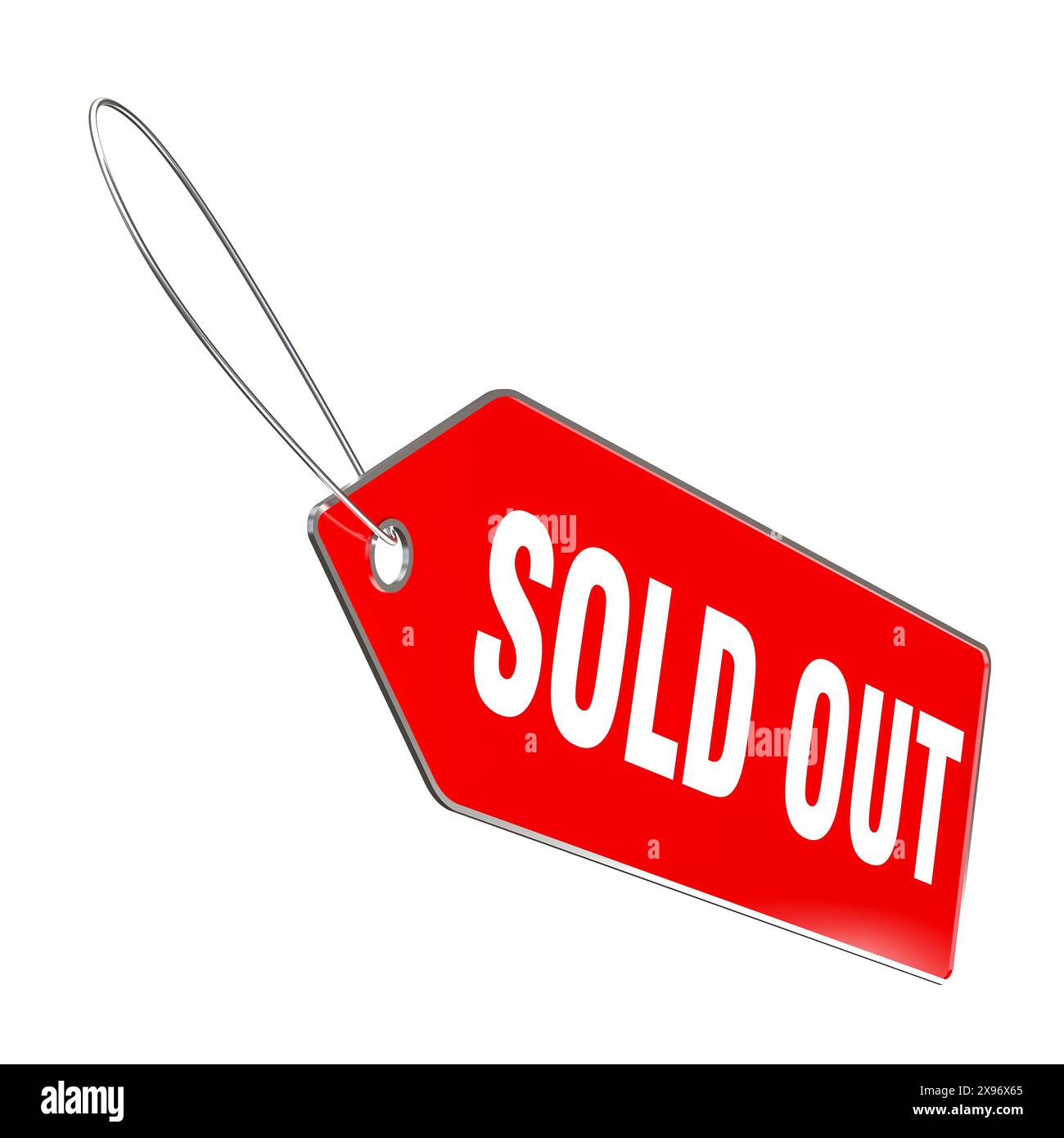 Red sold out tag with a metallic loop isolated white background Stock ...