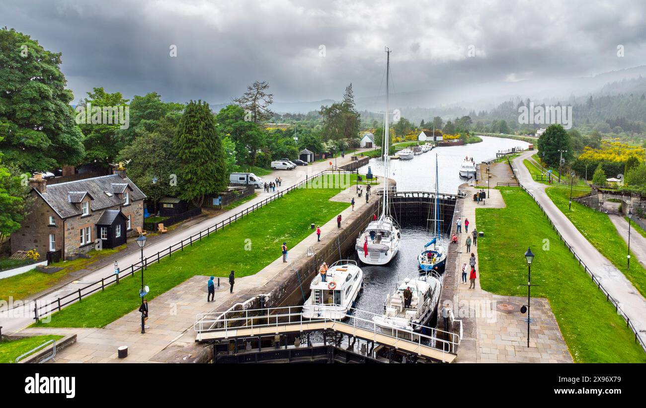 Fort Augustus Scotland Telford 5 locks on the Caledonian Canal yachts ...