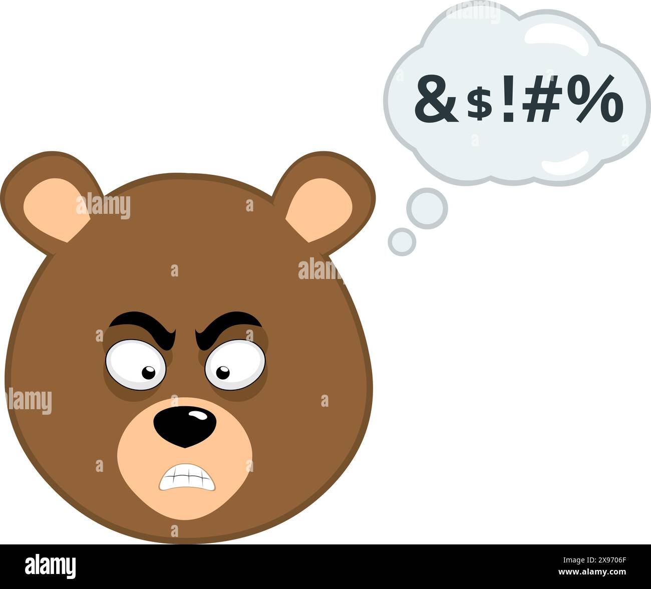 vector illustration face brown bear grizzly cartoon, angry expression ...